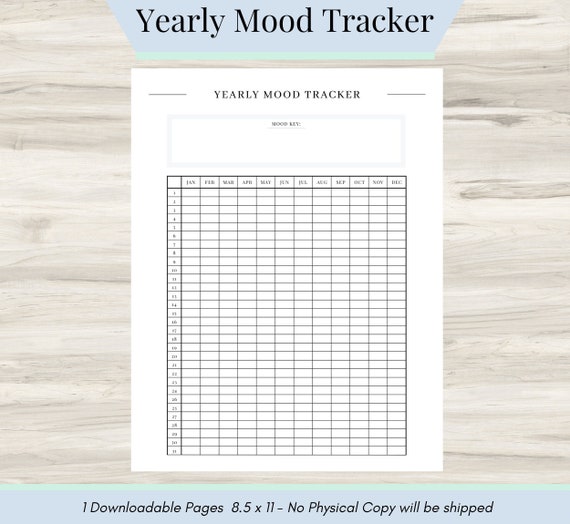 Yearly Mood Tracker Monthly Mood Tracker Mood Planner - Etsy