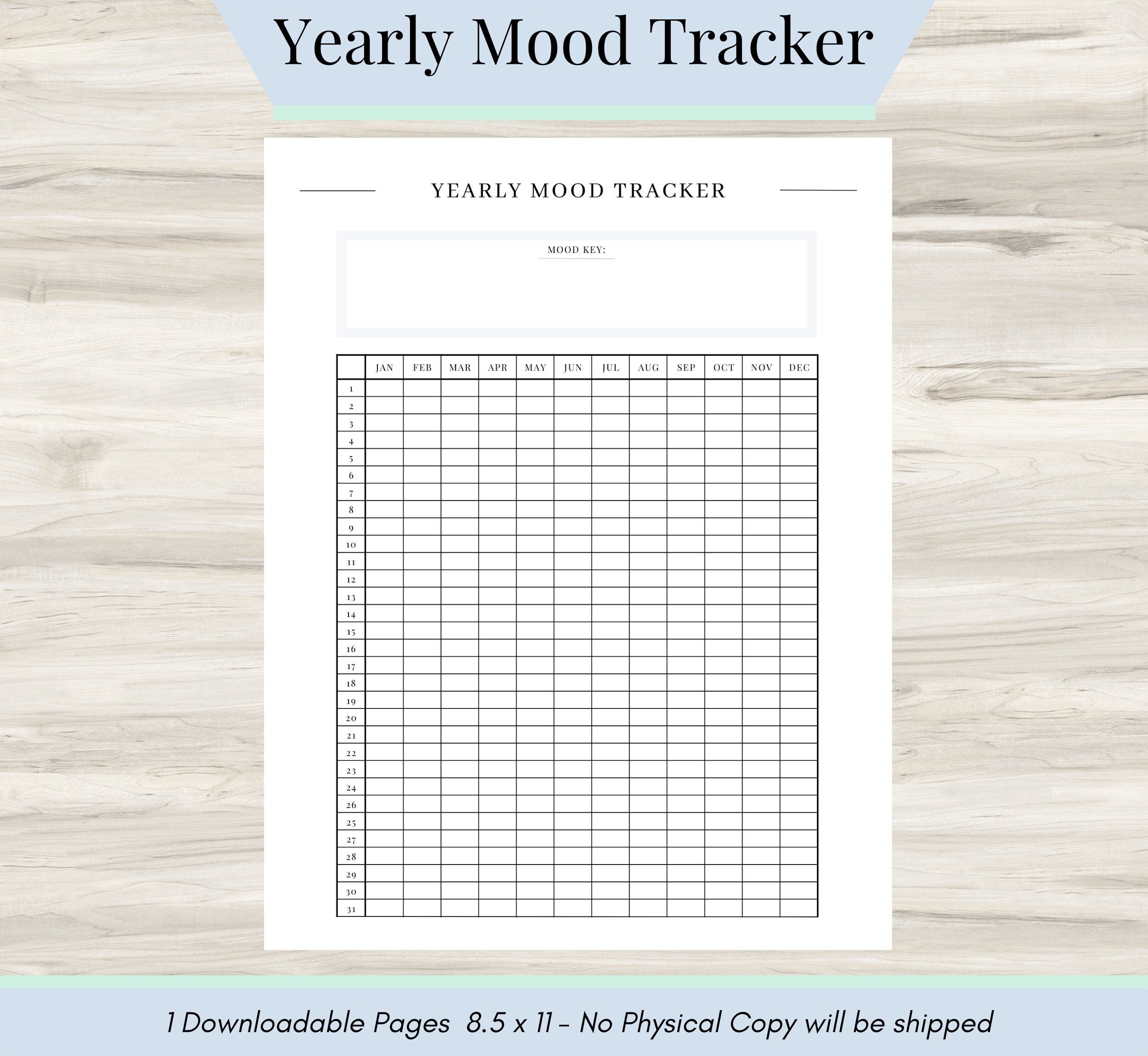 Yearly Mood Tracker Monthly Mood Tracker Mood Planner - Etsy