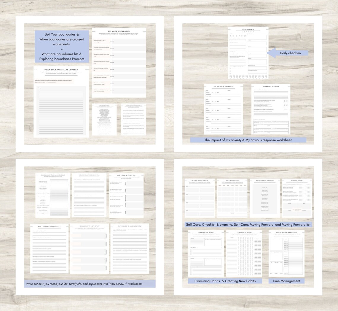 Anxiety Journal Package Therapy Journal Sheets Mental Health | Etsy