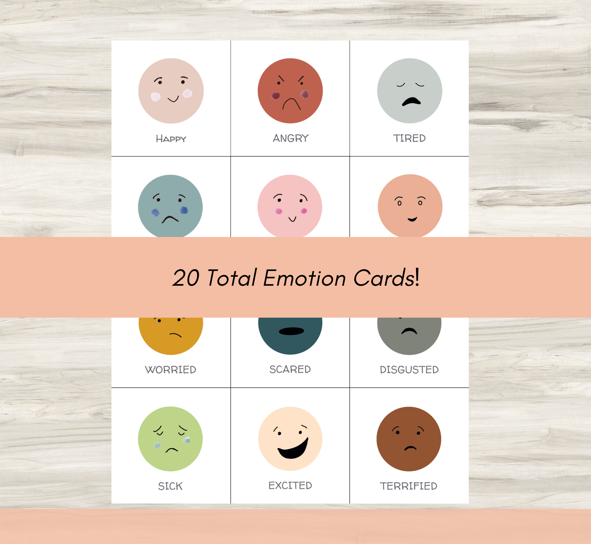 20 Emotion Cards Feelings & Emotion Cards Emotion - Etsy
