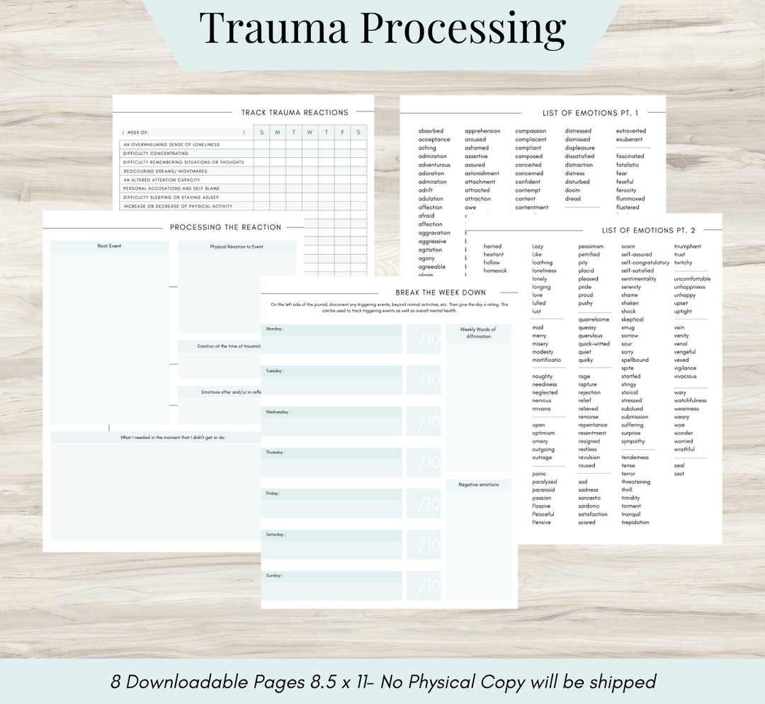 Trauma Processing Journal Pages, Daily Self Care, Mental Health ...