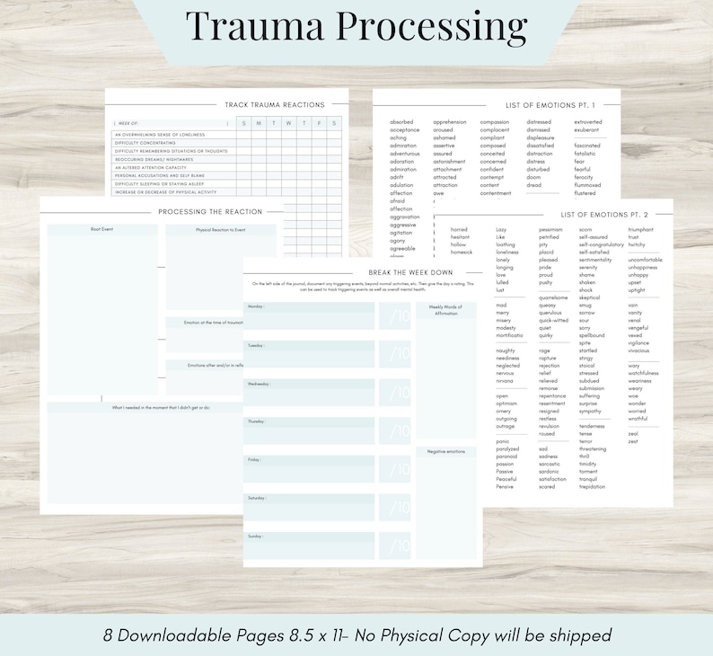 Trauma Processing Journal Pages Daily Self Care Mental - Etsy