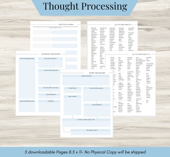 Thought Processing Journal Pages for Daily Self Care Mental - Etsy