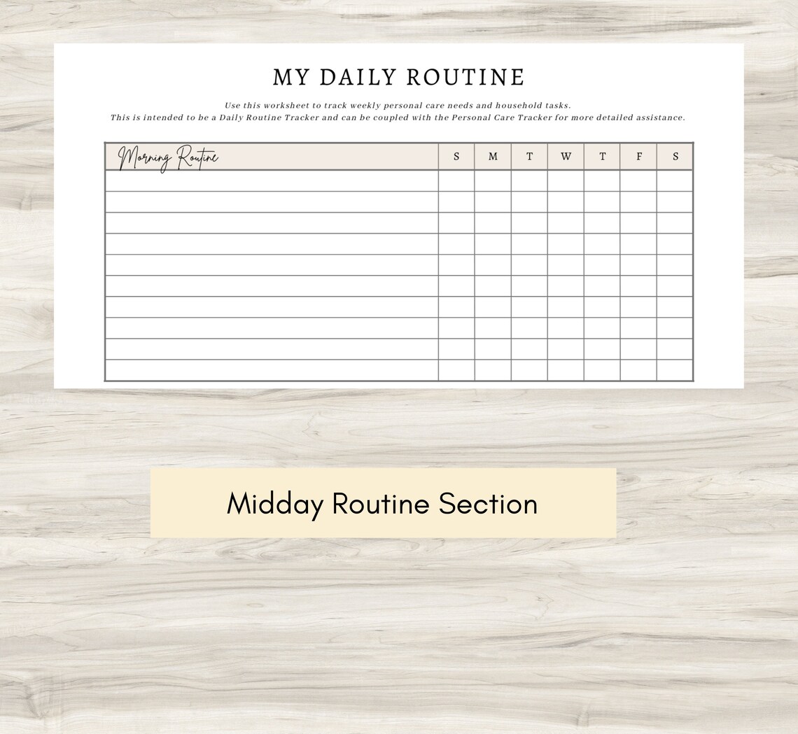 My Daily Routine Sheet Daily Routine Planner Self Care - Etsy