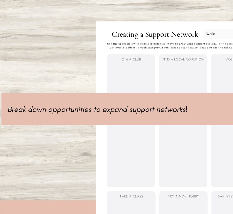 Support Network Worksheet: Mental Health Printable (PDF) - Etsy