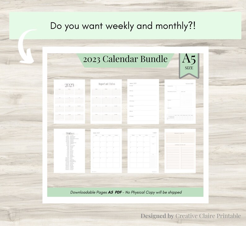 A5 2023 Weekly Dated Calendar A5 2023 Planner A5 2023 - Etsy