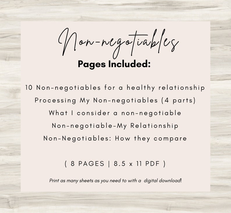 Non-negotiables in a Relationship, Relationship Worksheets, Couples ...