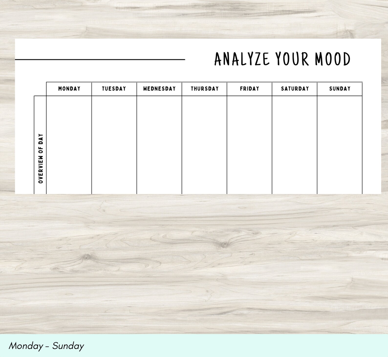 Analyze Your Mood Weekly Mood Tracker Mood Journal - Etsy