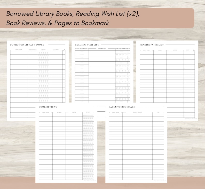 Reading Planner Book Tracker Reading Log Library Books - Etsy