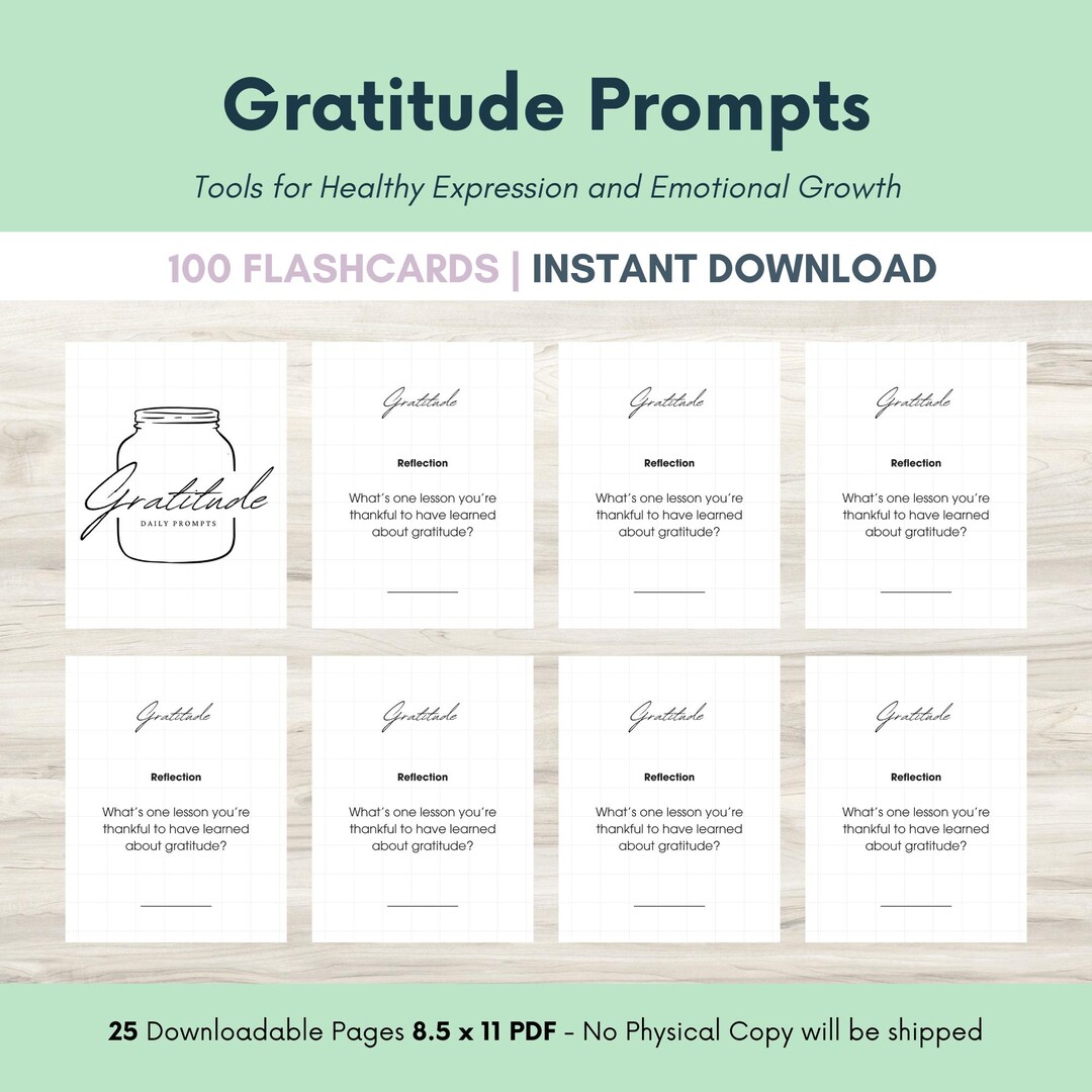 Gratitude Journal Prompts: Daily Reflection Cards (digital Download) - Etsy