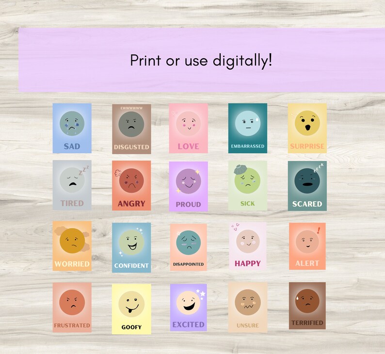 Emotion Flashcards Emotion Poster Therapy Office Decor - Etsy