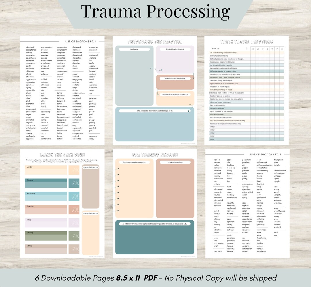 Trauma Processing Journal Pages: Self-care Worksheets (PDF) - Etsy