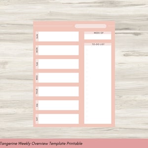 Weekly Overview Planner Insert, Printable Weekly Planner, Weekly ...