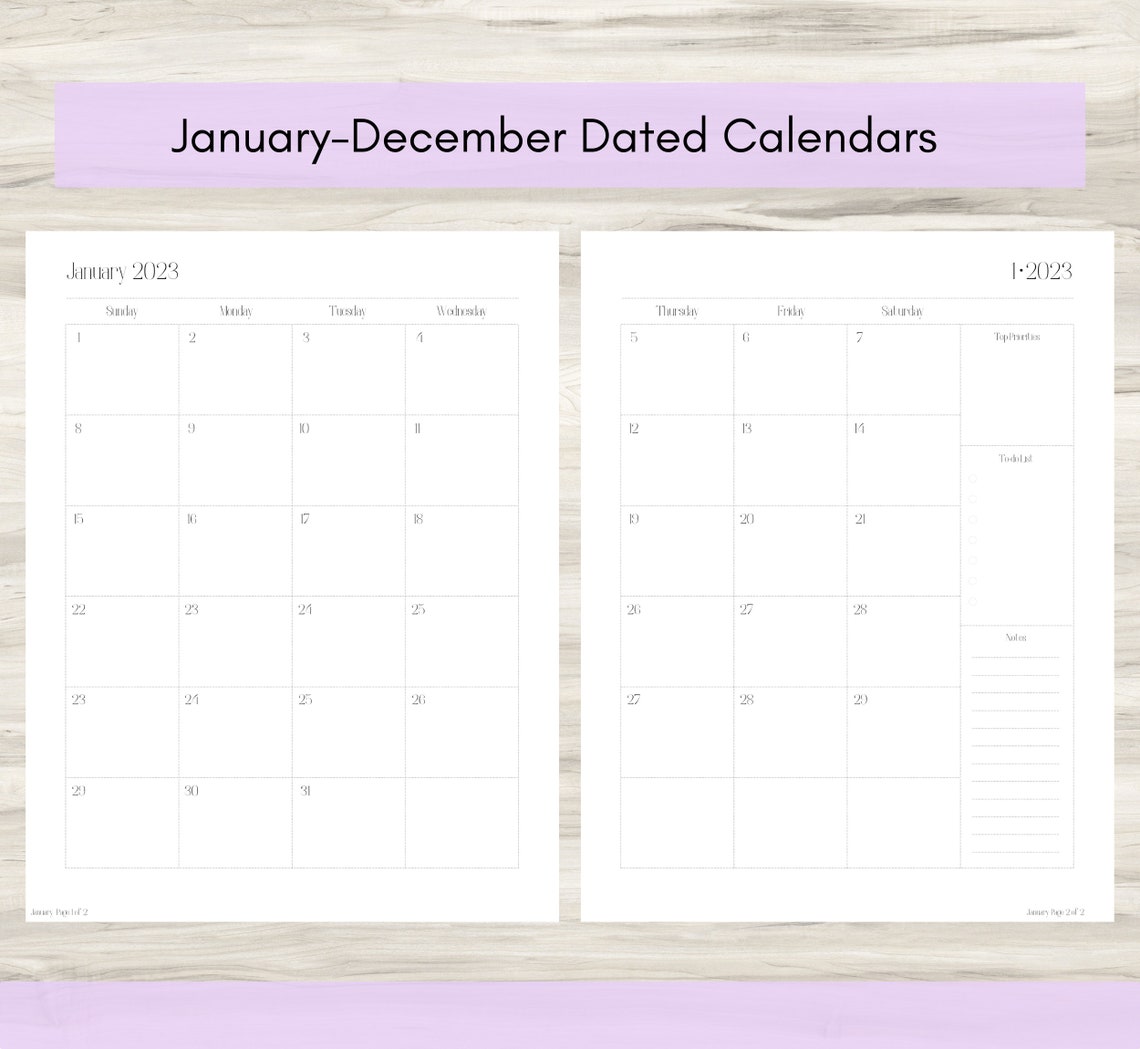 2023 Dated Monthly Calendar 2023 Planner 2023 Digital - Etsy