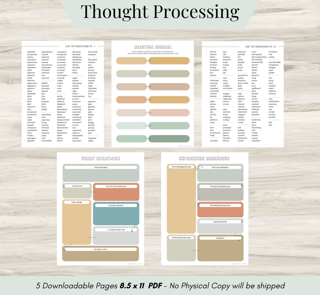 Thought Processing Journal, Thought Challenging Worksheets, Worry ...