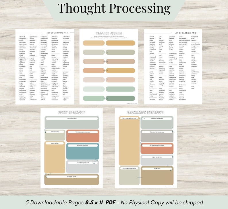 Thought Processing Journal Thought Challenging Worksheets - Etsy