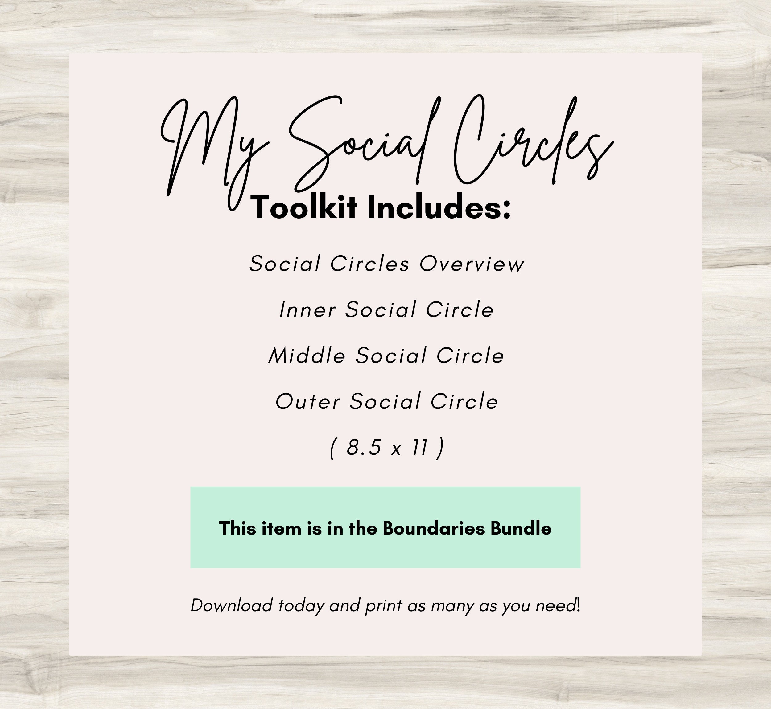 Social Circles Therapy Worksheet: Personal Boundaries | Mental Health ...