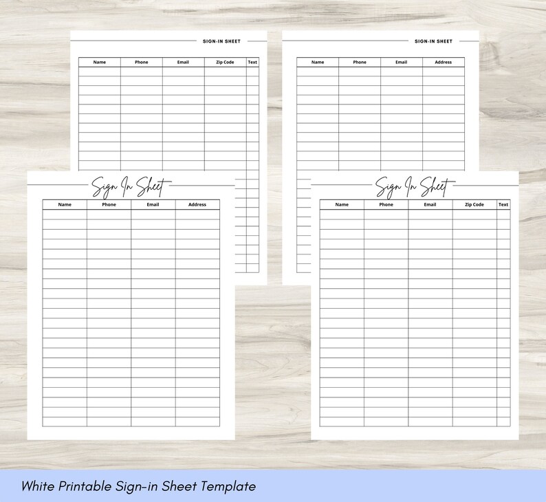 Sign-in Sheet Template Sign-in Sheet for Event Sign-in Sheet | Etsy