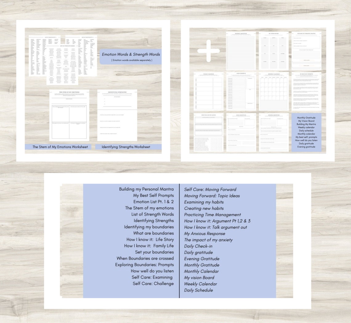 Anxiety Journal Package Therapy Journal Sheets Mental Health | Etsy