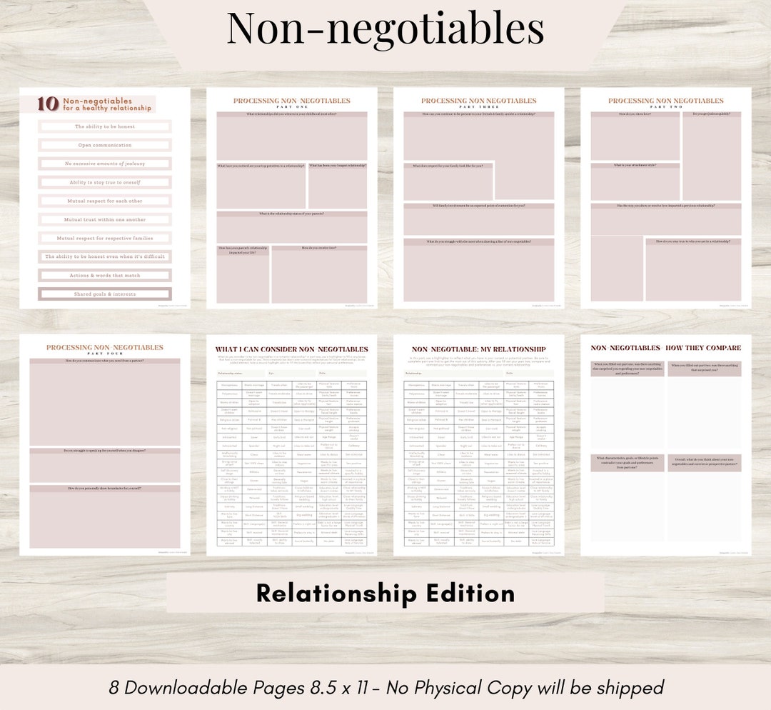 Non-negotiables in a Relationship, Relationship Worksheets, Couples ...