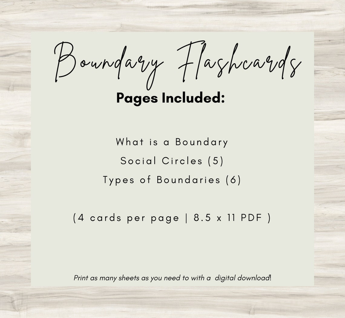 Boundaries Flashcards Boundaries Therapy Card Deck Setting - Etsy UK