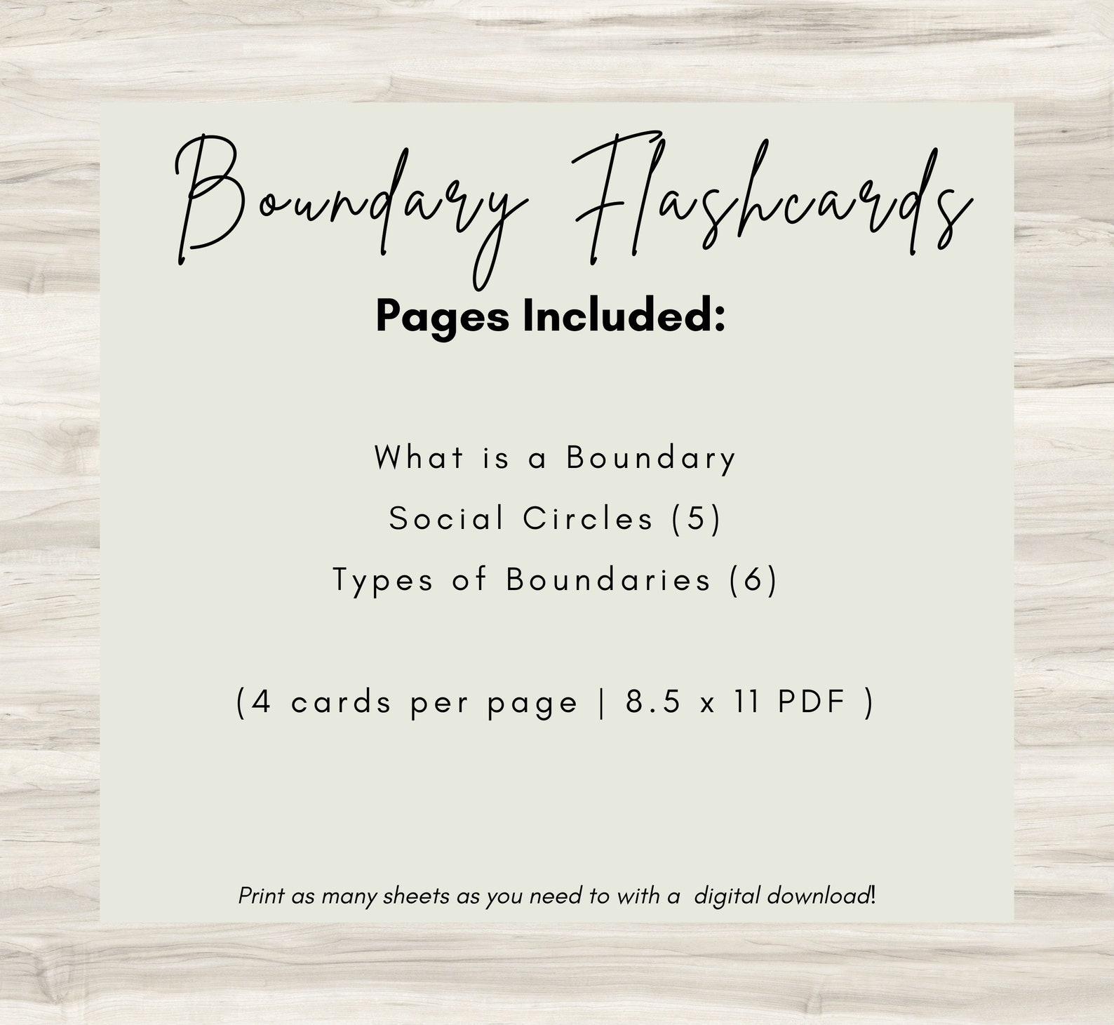 Boundaries Flashcards: Healthy Relationships, Social Circles (8.5 X 11 ...