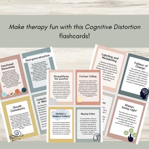 Cognitive Distortion Flash Cards, CBT Cards, Cognitive Behavioral ...