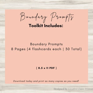 Boundary Flashcards, Journal and Conversational Prompts, Setting Boundaries, Mental Health ...