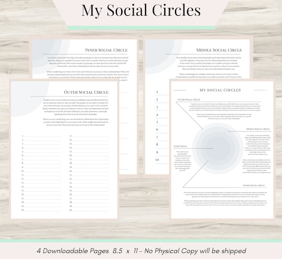 Social Circles Therapy Worksheet Personal Boundaries Social - Etsy
