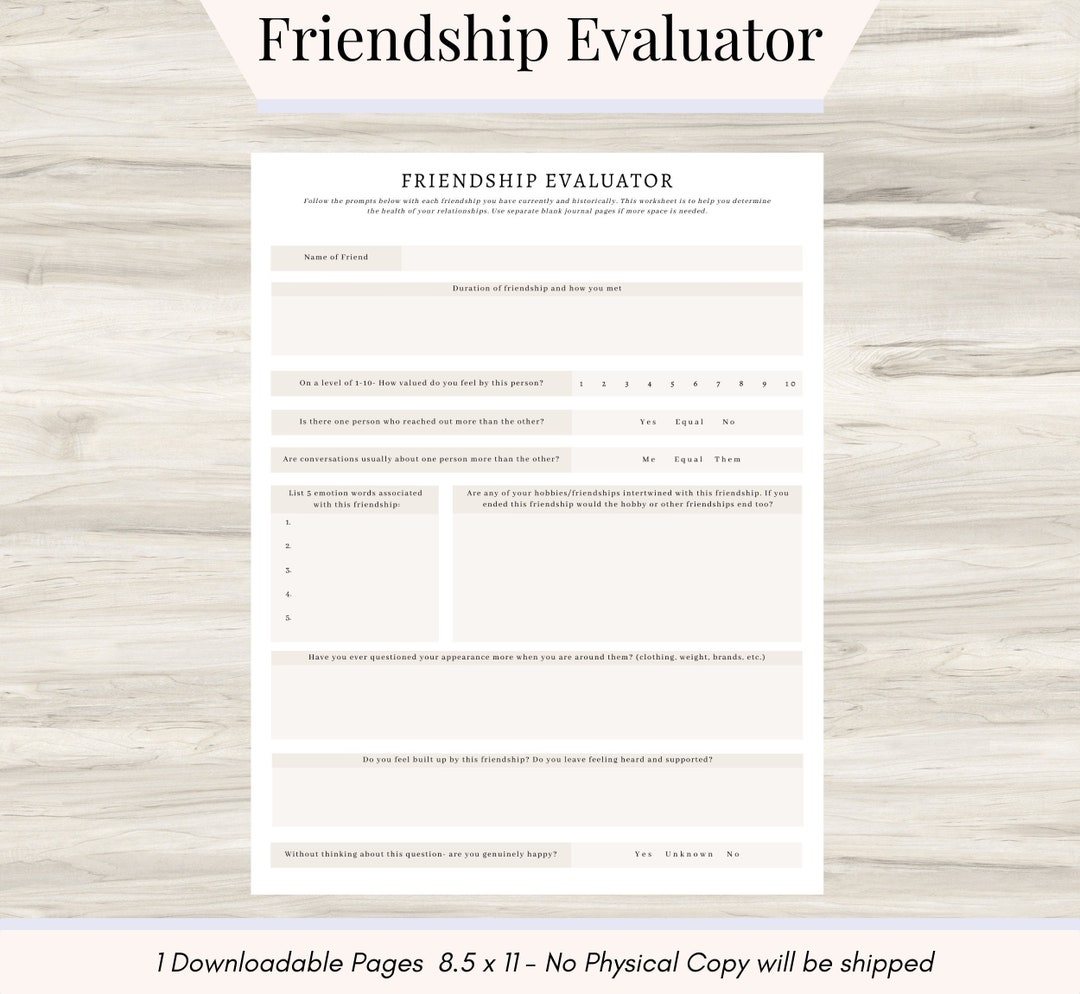 Friendship Evaluator, Processing Relationships, Relationship Goals ...