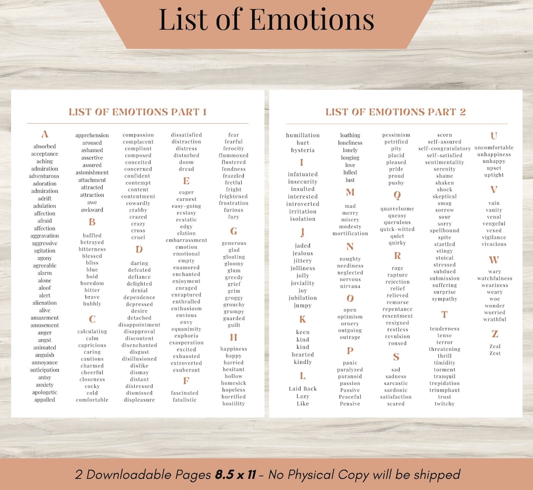 Emotion List, Mental Health, Emotional Heath, Therapy Tool, Therapist ...