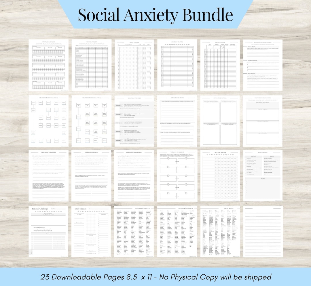 Social Anxiety Worksheets for Mental Health and Self-care, Printable ...