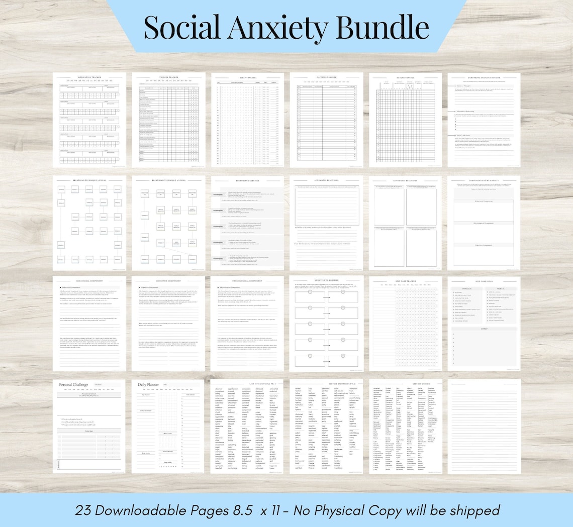Social Anxiety Worksheets for Mental Health and Self-care - Etsy