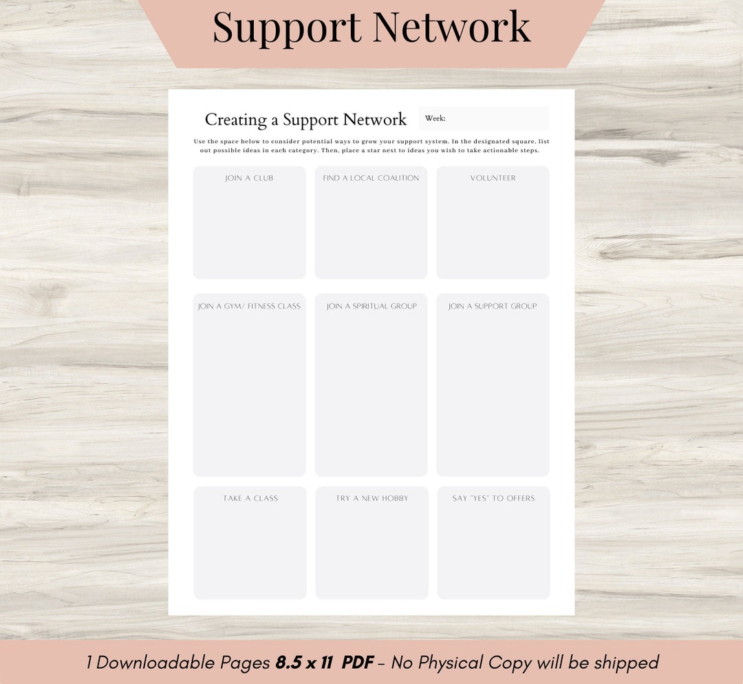 Support Network Worksheet, Support Network Mental Health Workpage ...