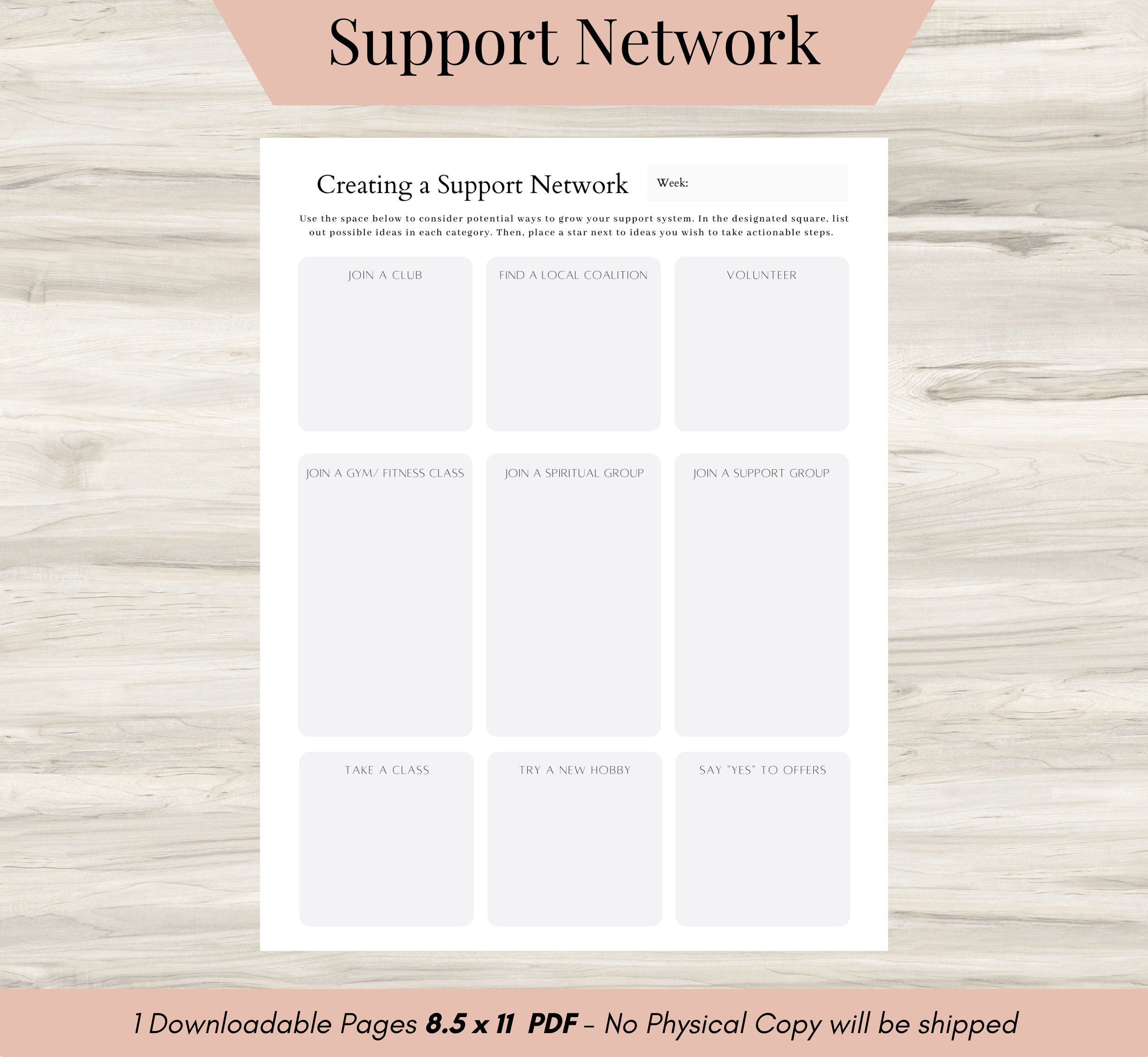 Support Network Worksheet Support Network Mental Health - Etsy