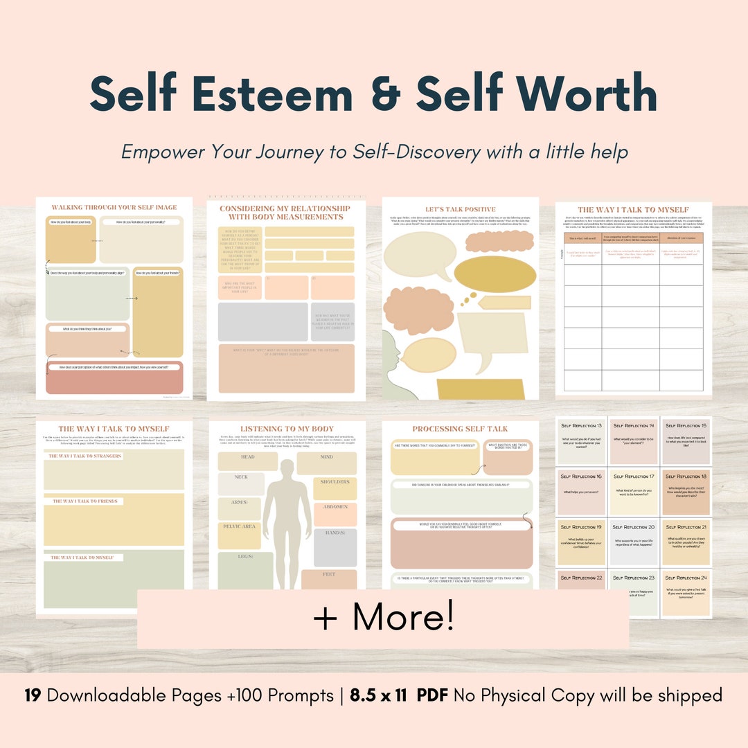 Self Esteem Journal: Confidence Building Worksheets (PDF Download) - Etsy