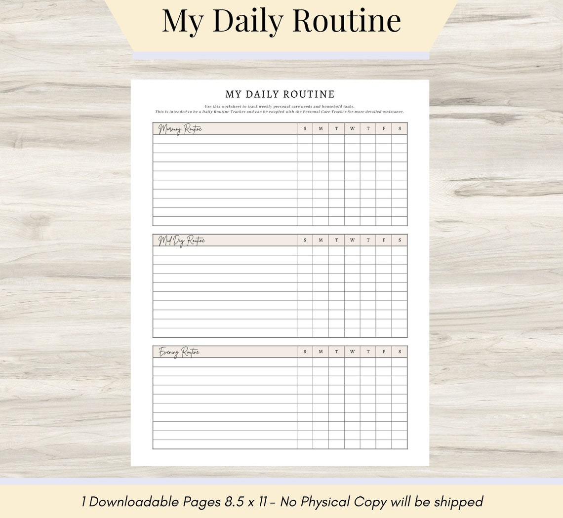 My Daily Routine Sheet Daily Routine Planner Self Care - Etsy