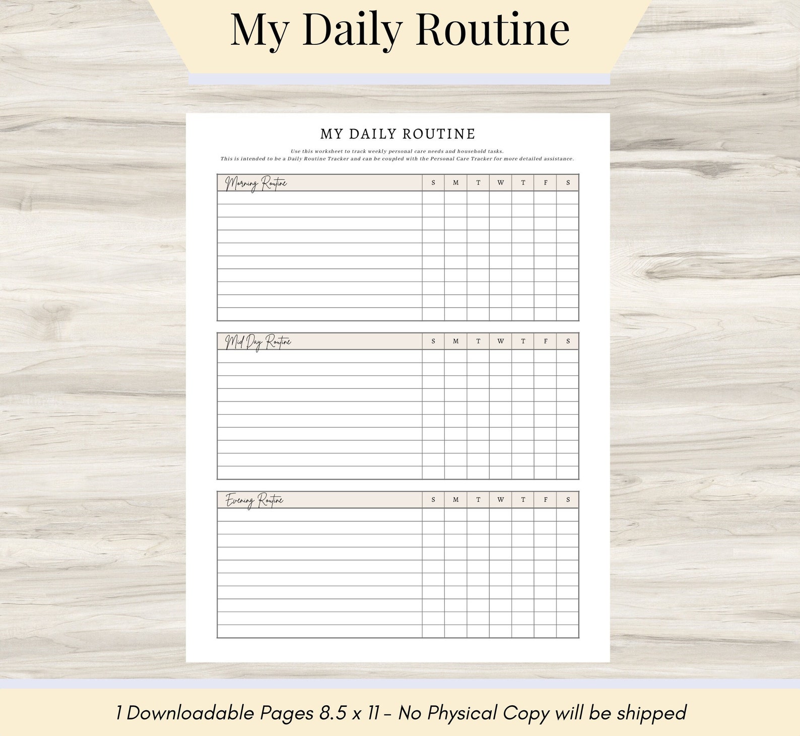 My Daily Routine Sheet Daily Routine Planner Self Care - Etsy