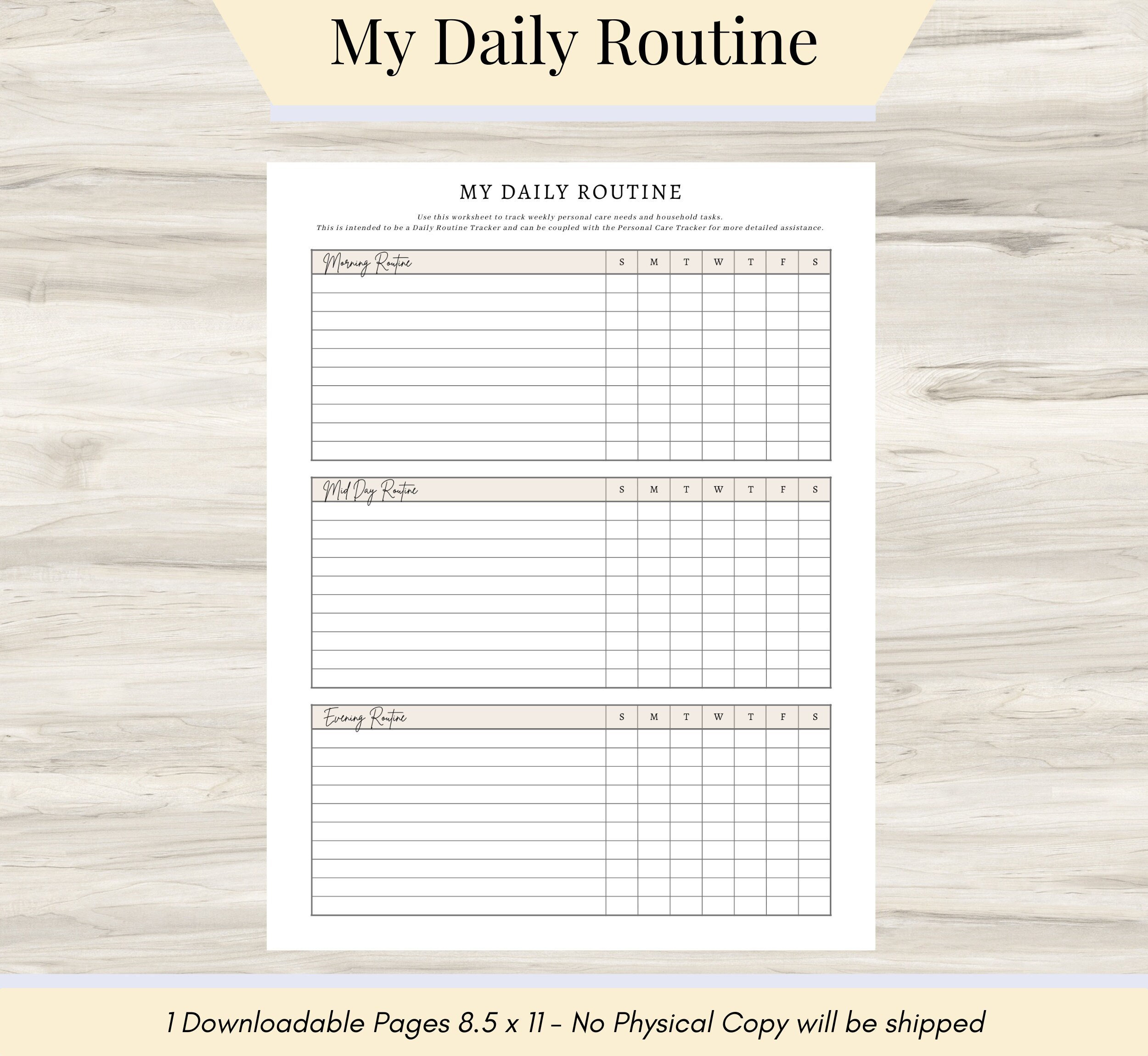 My Daily Routine Sheet Daily Routine Planner Self Care - Etsy Canada