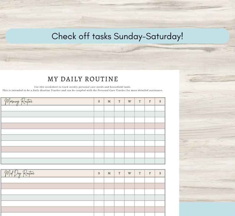 My Daily Routine Sheet Daily Routine Planner Self Care - Etsy