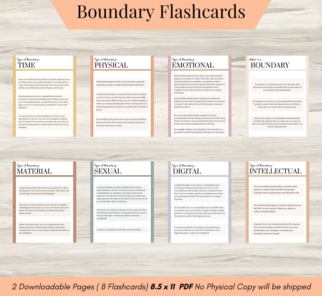 Boundaries Flashcards, Boundaries Therapy Card Deck, Setting Healthy ... Boundaries Flashcards, Boundaries Therapy Card Deck, Setting Healthy ...