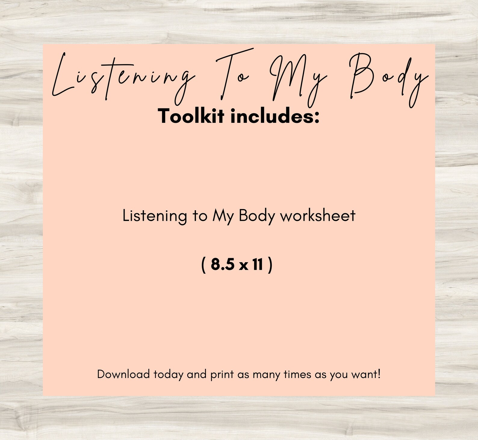 Listening to My Body Worksheet, Therapy Office Decor, Mental Health ...