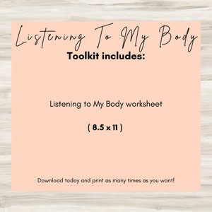 Listening to My Body Worksheet, Therapy Office Decor, Mental Health ...