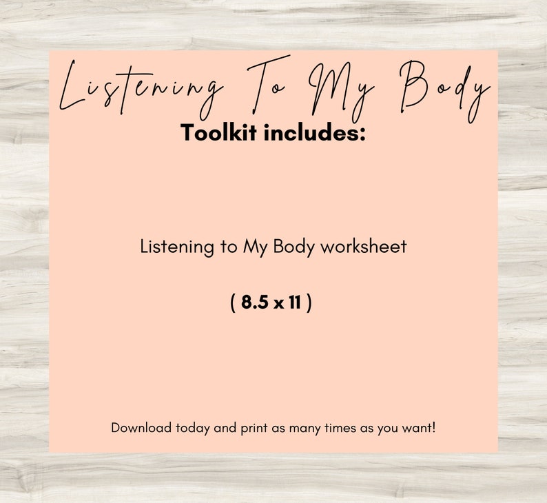 Listening to My Body Worksheet Therapy Office Decor Mental - Etsy