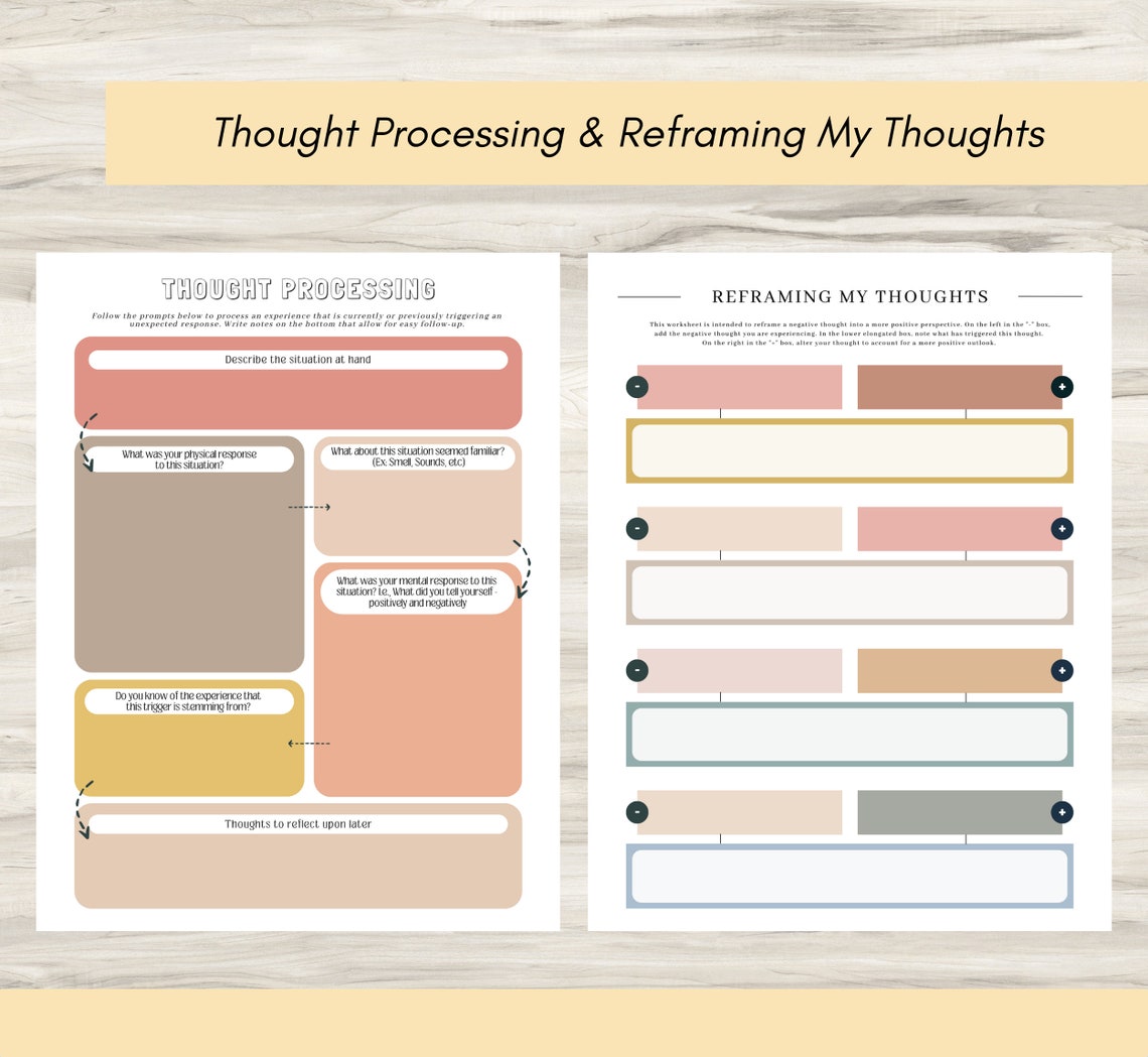 Thought Challenging Worksheets CBT Therapy DBT Skills - Etsy