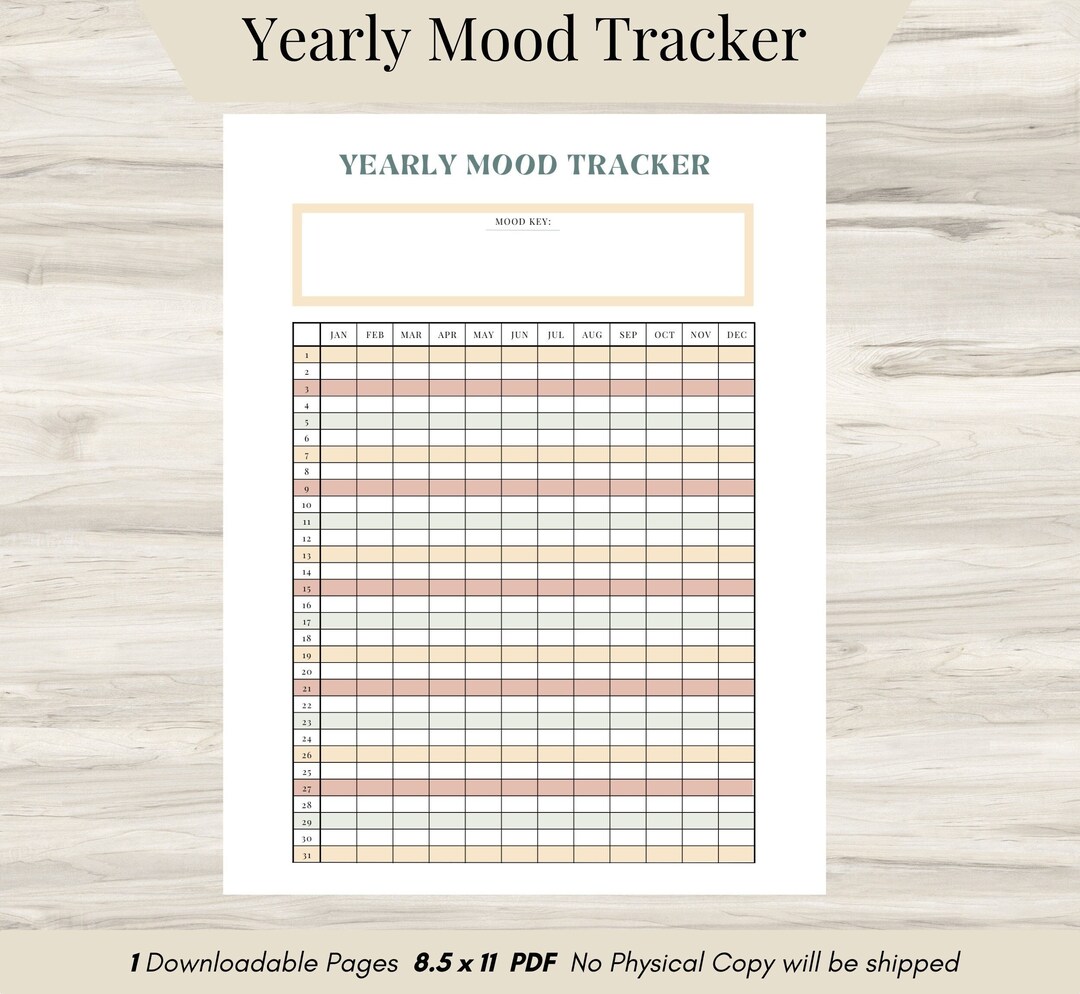 Yearly Mood Tracker, January-december Planner, Mood Tracker Journal ...