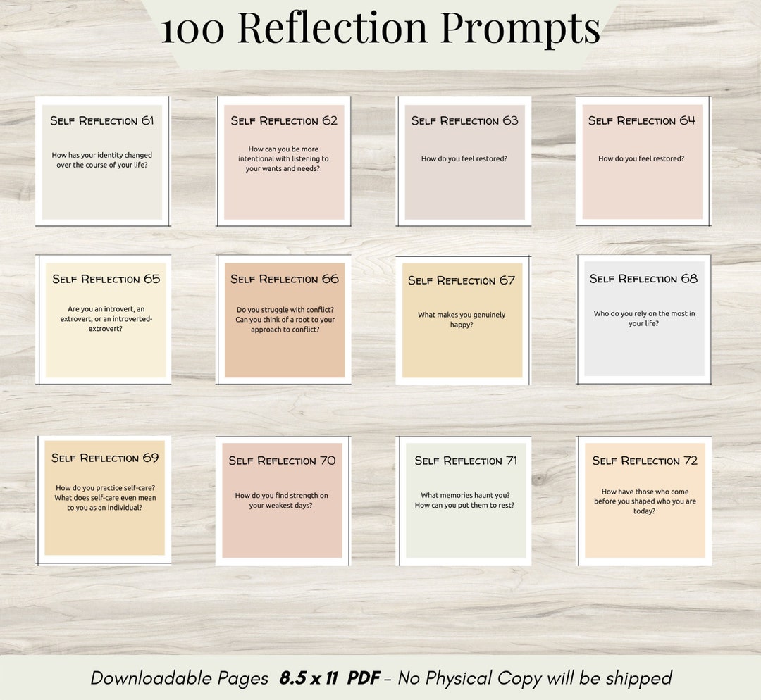 Self Reflection Journal Prompts: Mental Health, Self Care (PDF) - Etsy
