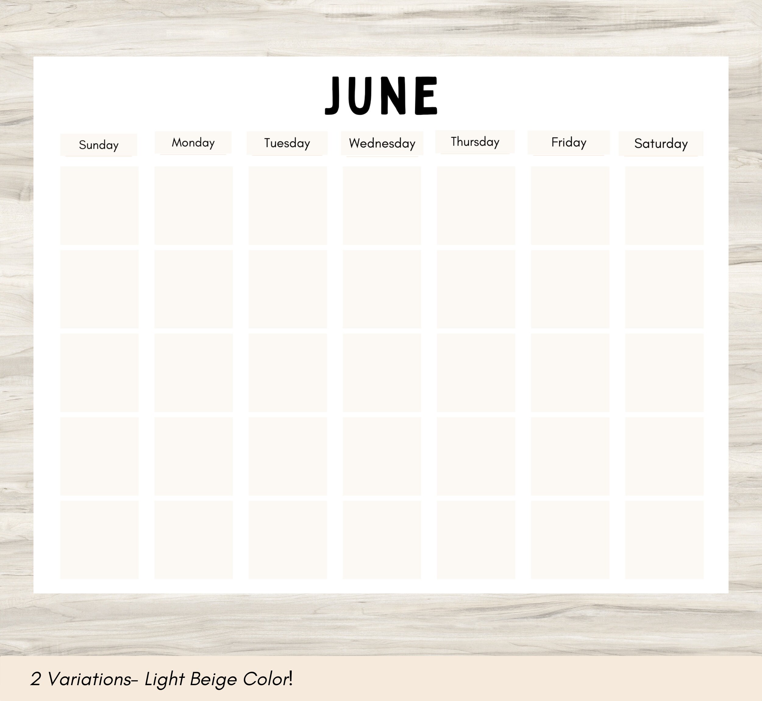 Monthly Blank Calendar Simple Calendar Calendar Planner - Etsy