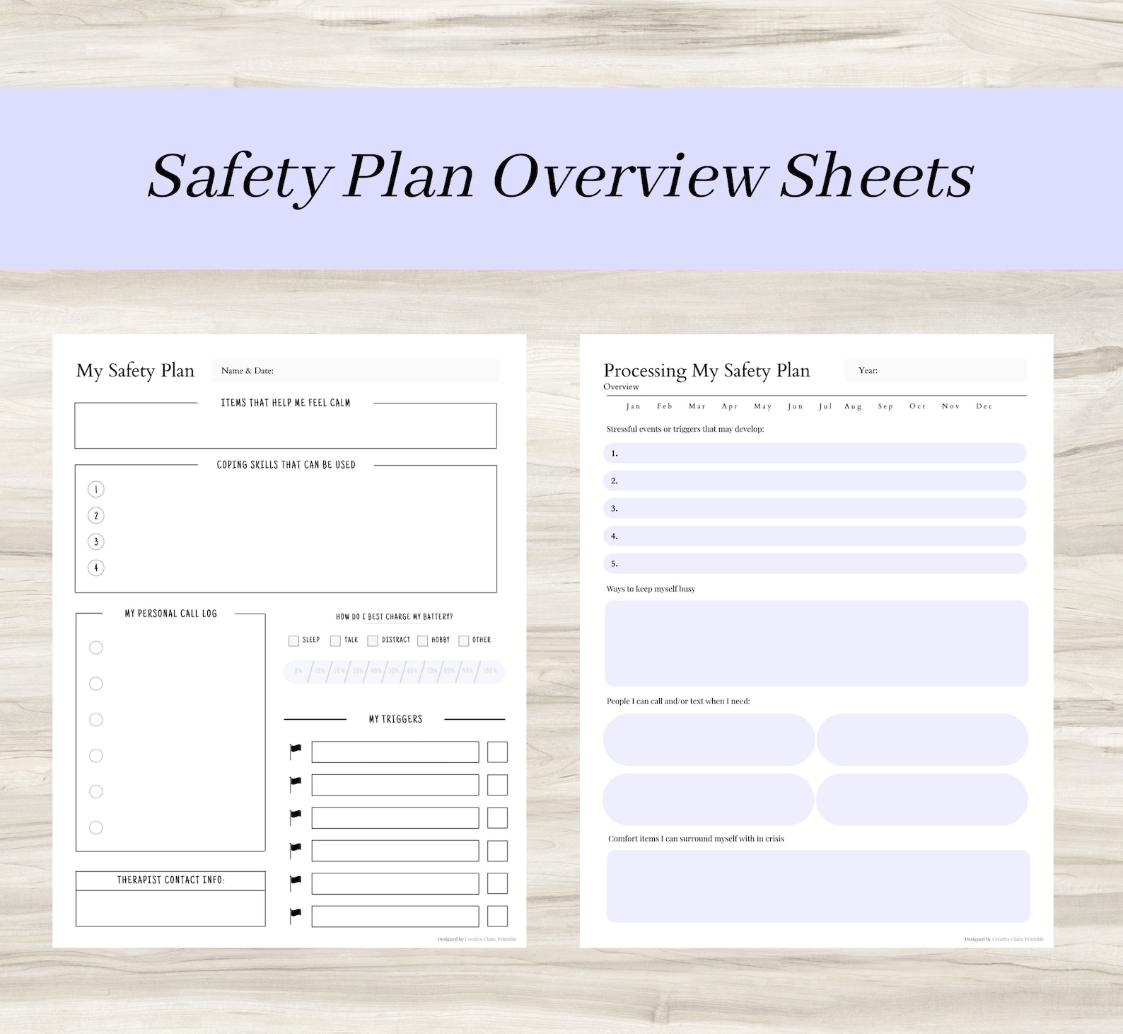 Safety Plan Processing Mental Health Crisis Plan School - Etsy