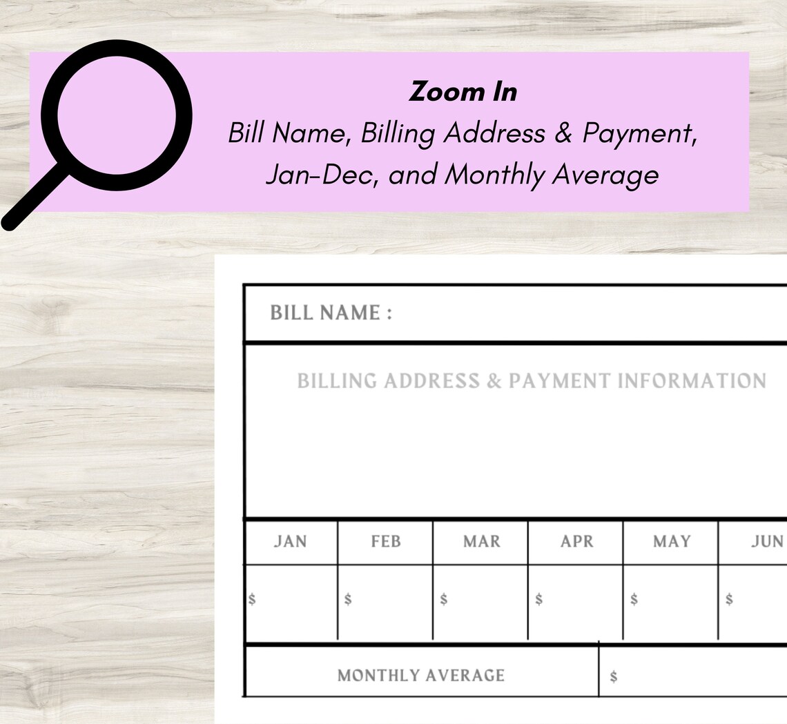 Bill Tracker Expense Log Financial Planner Utility and - Etsy